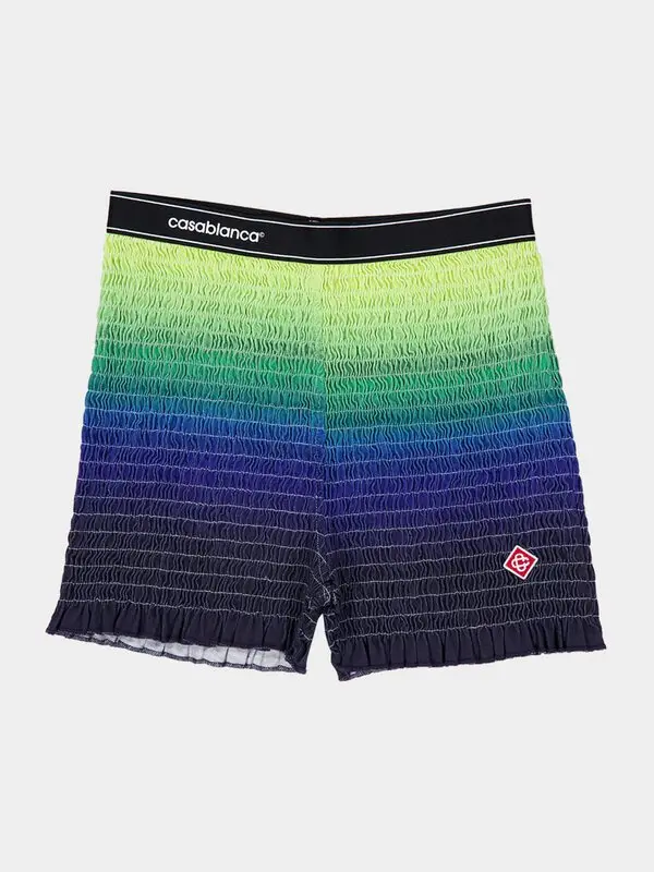 Casablanca Gradient Shirred Cotton Shorts - Green