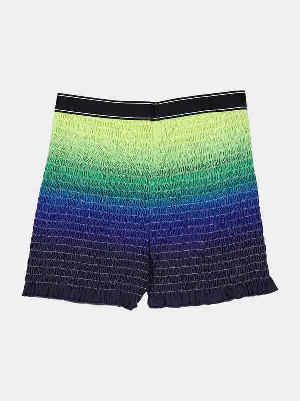 Casablanca Gradient Shirred Cotton Shorts - Green