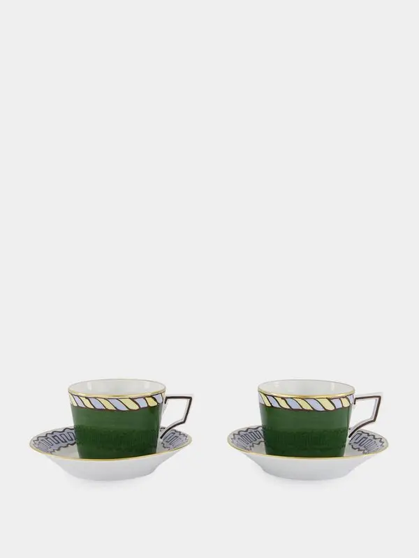 GINORI 1735 Il Viaggio Di Nettuno Tea Set - Green