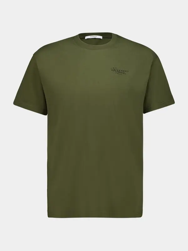 Givenchy Khaki Cotton T-shirt With Logo Stamp - Green