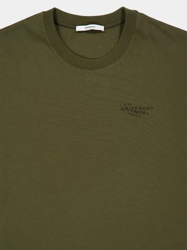 Givenchy Khaki Cotton T-shirt With Logo Stamp - Green
