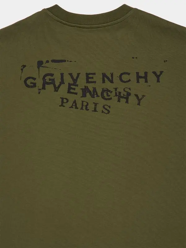 Givenchy Khaki Cotton T-shirt With Logo Stamp - Green