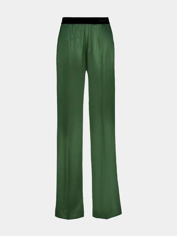TOM FORD Stretch Silk Satin Pj Pants - Green