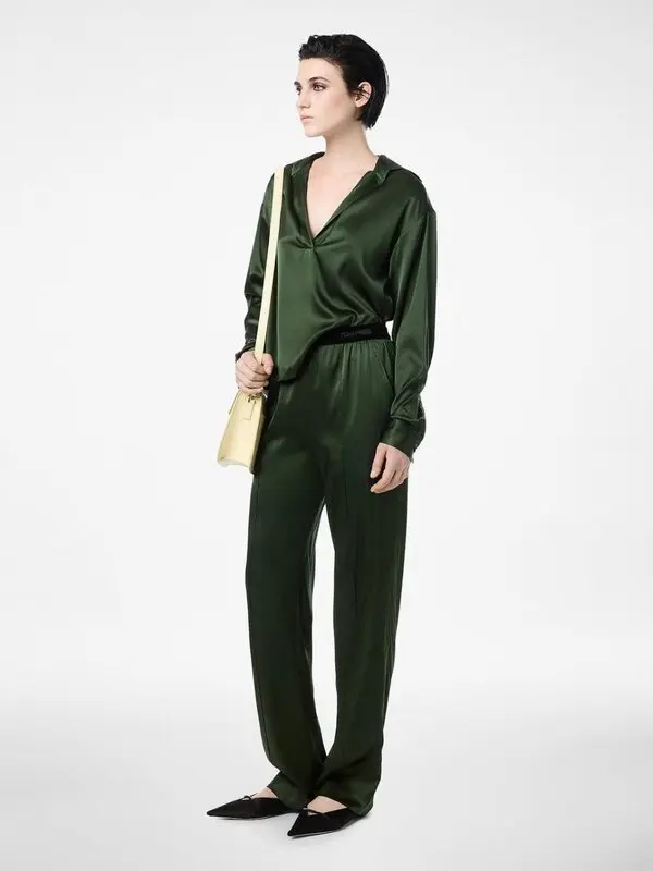TOM FORD Stretch Silk Satin Pj Pants - Green