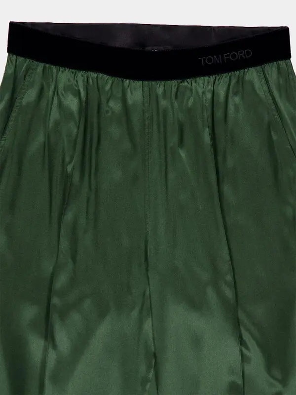 TOM FORD Stretch Silk Satin Pj Pants - Green