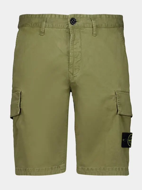 Stone Island Military Organic Cotton Stretch Cargo Shorts - Green