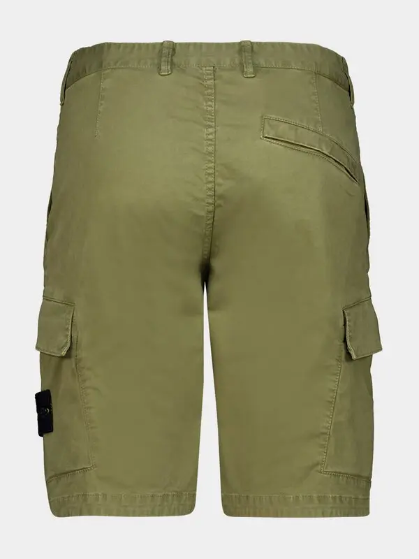 Stone Island Military Organic Cotton Stretch Cargo Shorts - Green
