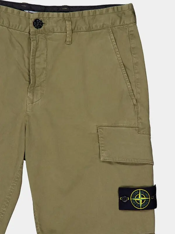 Stone Island Military Organic Cotton Stretch Cargo Shorts - Green