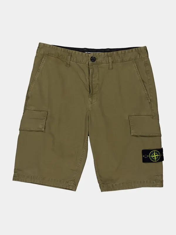 Stone Island Military Organic Cotton Stretch Cargo Shorts - Green