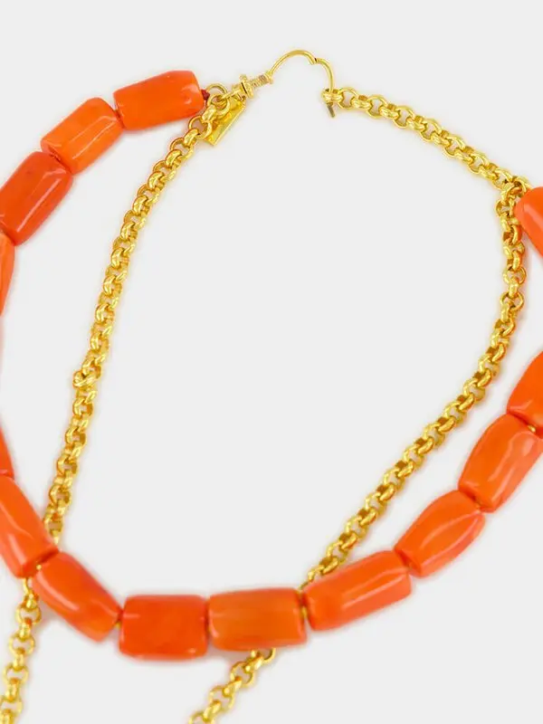 Begum Khan Gold-plated Scarab Coral Necklace