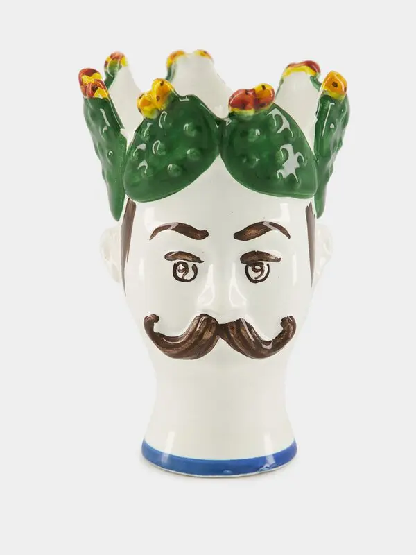 LES-OTTOMANS Hand-painted Ceramic Candle With Cactus - Multicolour