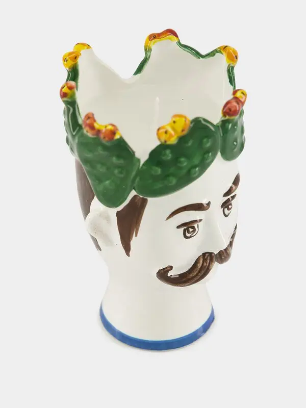 LES-OTTOMANS Hand-painted Ceramic Candle With Cactus - Multicolour