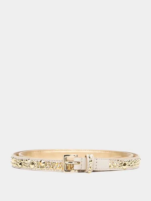 Prada Leather Belt With Crystals - Gold
