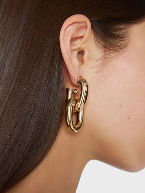 Rabanne Xl Link Double Hoop Earrings - Gold