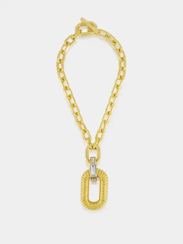 Rabanne Xl Link Necklace With Pendant - Gold