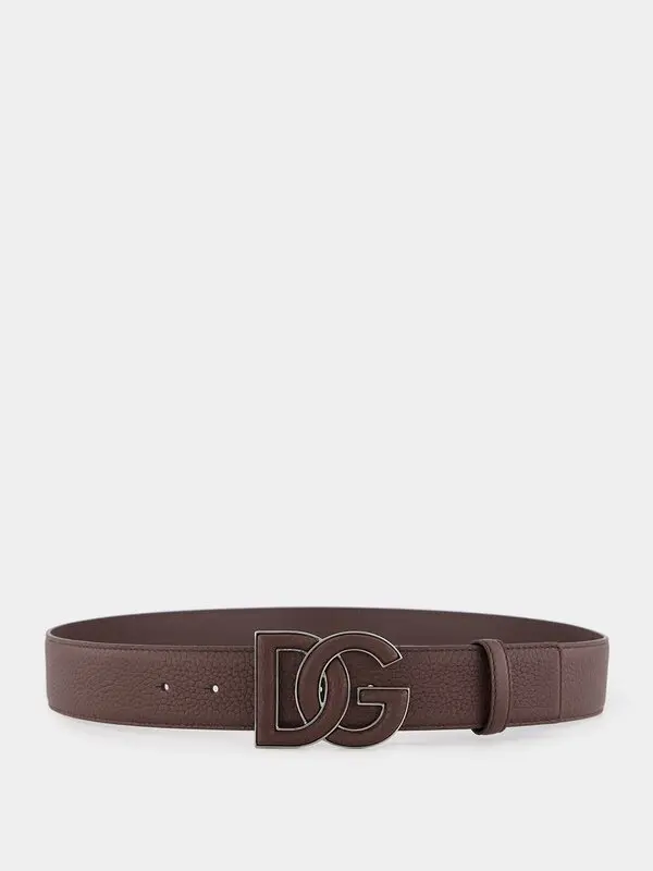 Dolce & Gabbana Deerskin-print Calfskin Belt - Grey