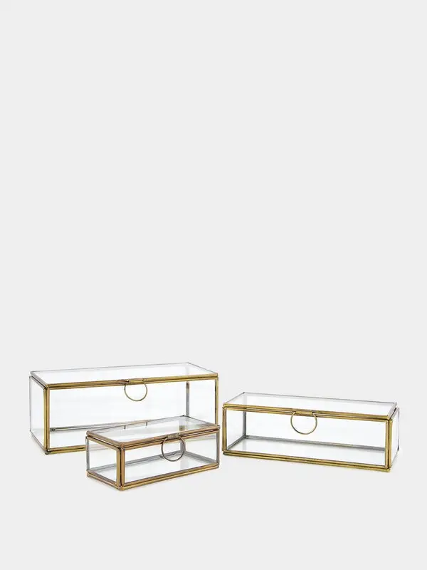 MADAM STOLTZ Glass Storage Boxes - Gold