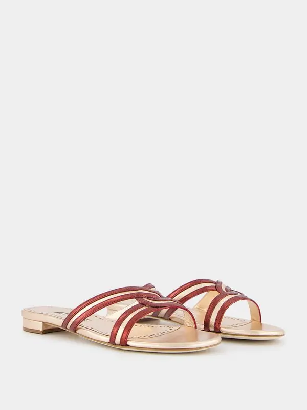Manolo Blahnik Gasachan Nappa Leather Sandals - Gold