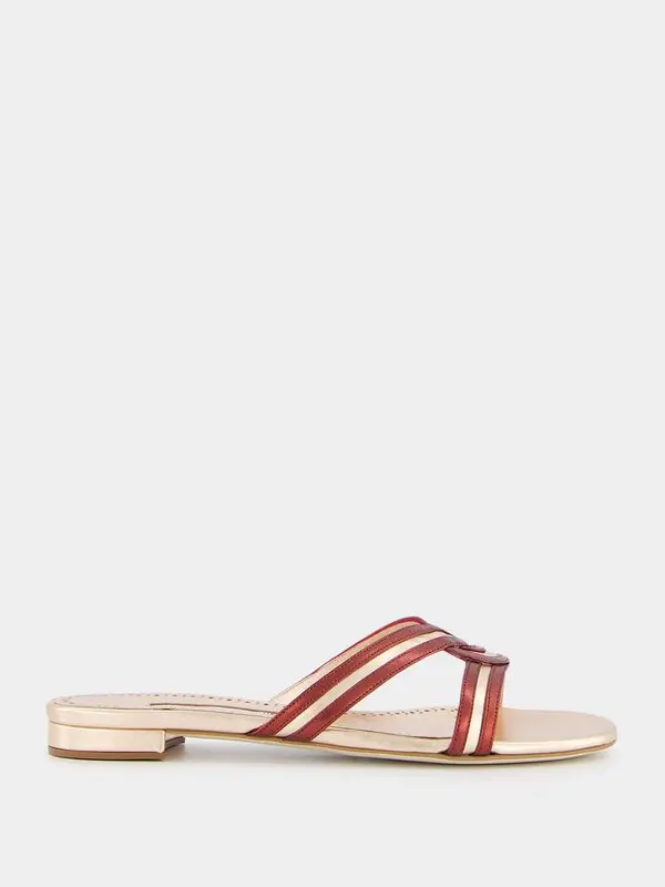 Manolo Blahnik Gasachan Nappa Leather Sandals - Gold