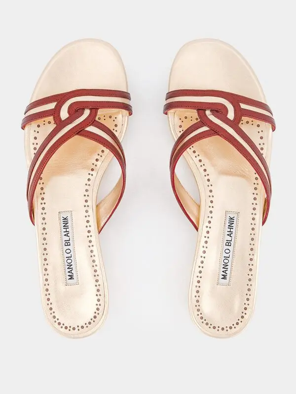 Manolo Blahnik Gasachan Nappa Leather Sandals - Gold