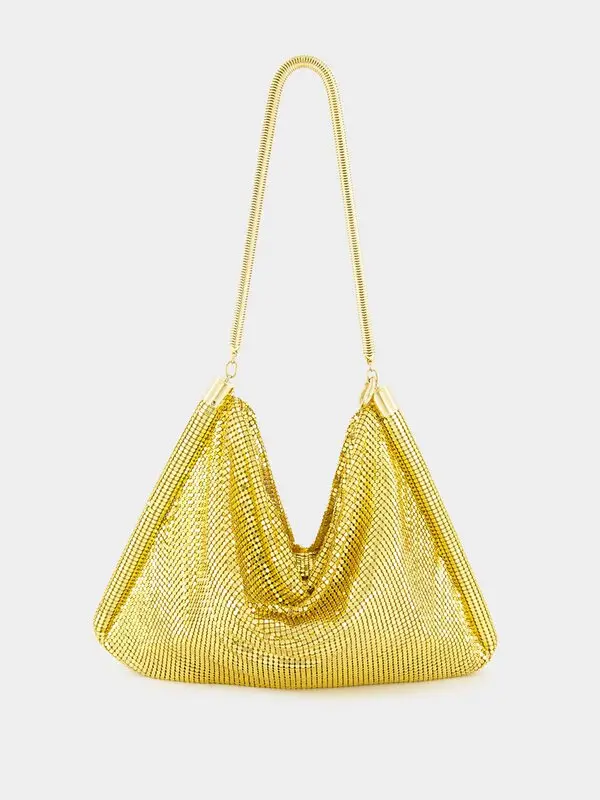 Rabanne Pixel Tube Embellished Bag - Gold