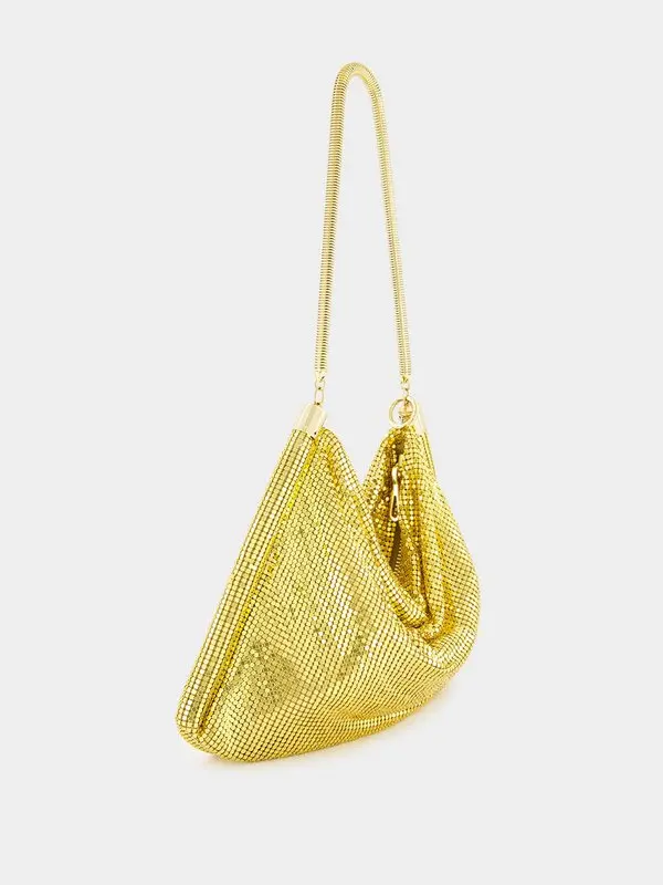 Rabanne Pixel Tube Embellished Bag - Gold