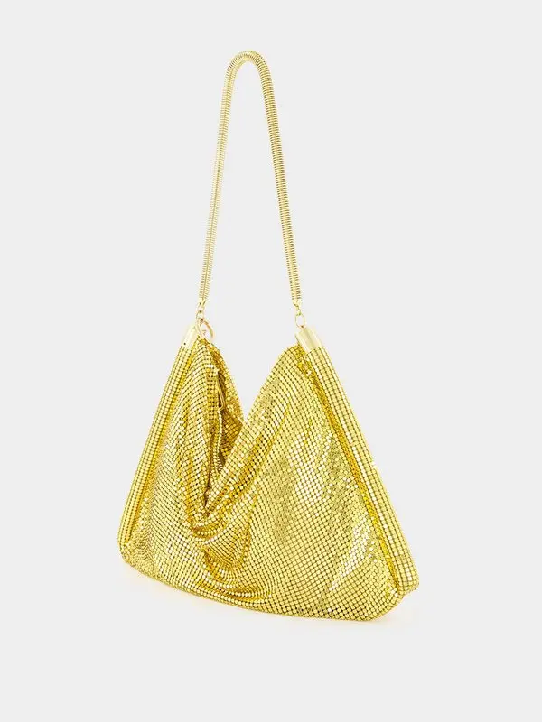 Rabanne Pixel Tube Embellished Bag - Gold