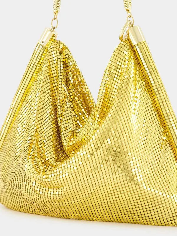 Rabanne Pixel Tube Embellished Bag - Gold