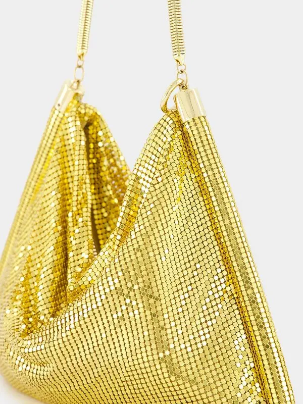 Rabanne Pixel Tube Embellished Bag - Gold