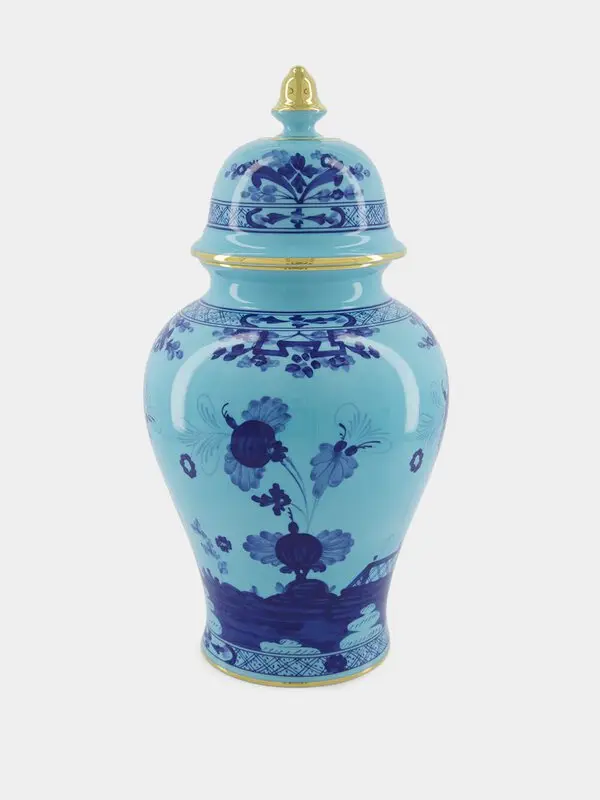 GINORI 1735 Oriente Italiano Large Iris Potiche Vase - Gold