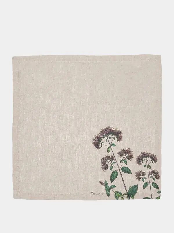 LINOROOM Set Of 6 Linen Aromatic Herbs Napkins