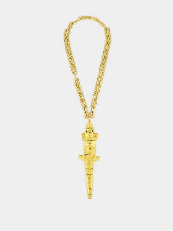 Begum Khan Crocodile Piazza Necklace - Gold