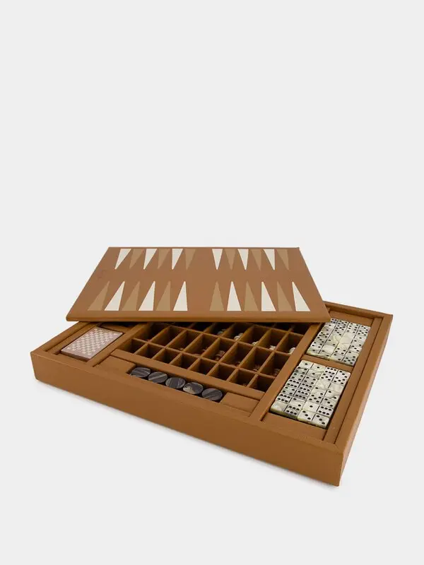 Hector Saxe Paris Leather Multi-game Box - Gold