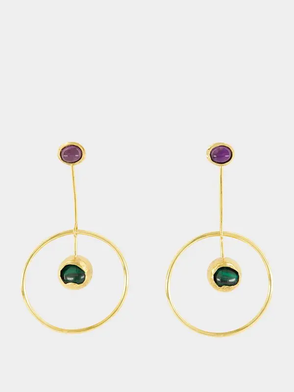 PAULA Hestia Circular -plated Stone Earrings - Gold