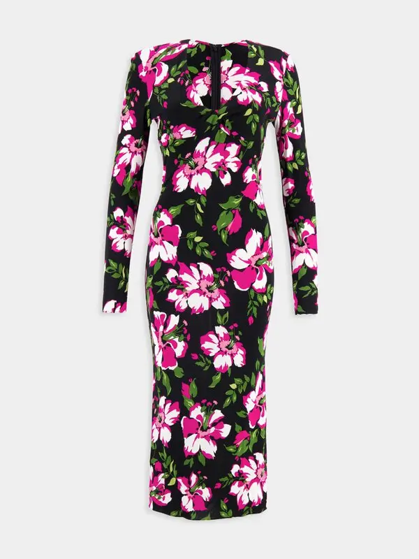 TOM FORD Floral Crepe Jersey Midi Dress - Multicolour