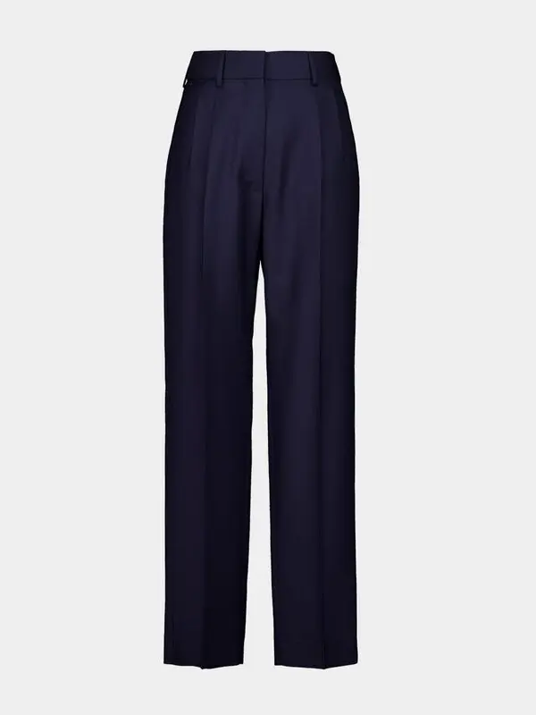 BLAZÉ MILANO First Class Navy Wool-mohair Pants