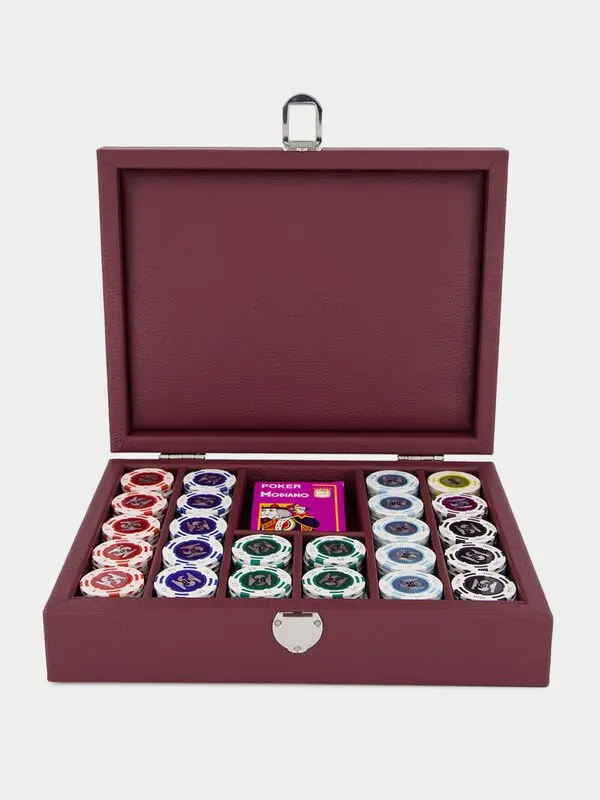 Hector Saxe Paris Aubergine Leather Poker Set - Purple
