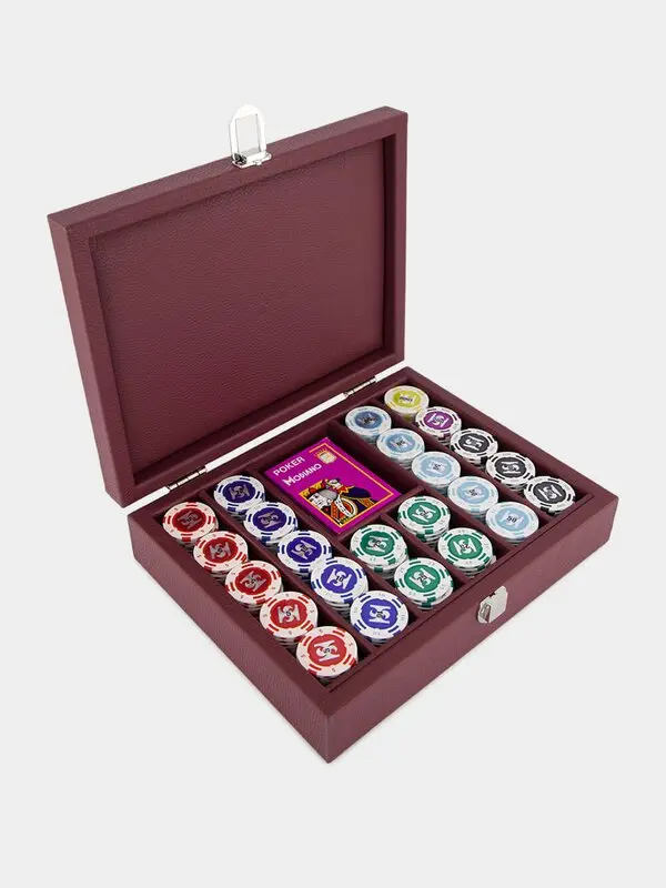 Hector Saxe Paris Aubergine Leather Poker Set - Purple