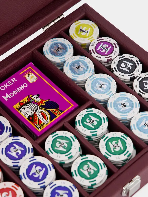 Hector Saxe Paris Aubergine Leather Poker Set - Purple