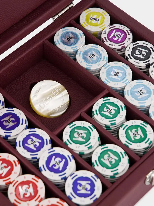 Hector Saxe Paris Aubergine Leather Poker Set - Purple