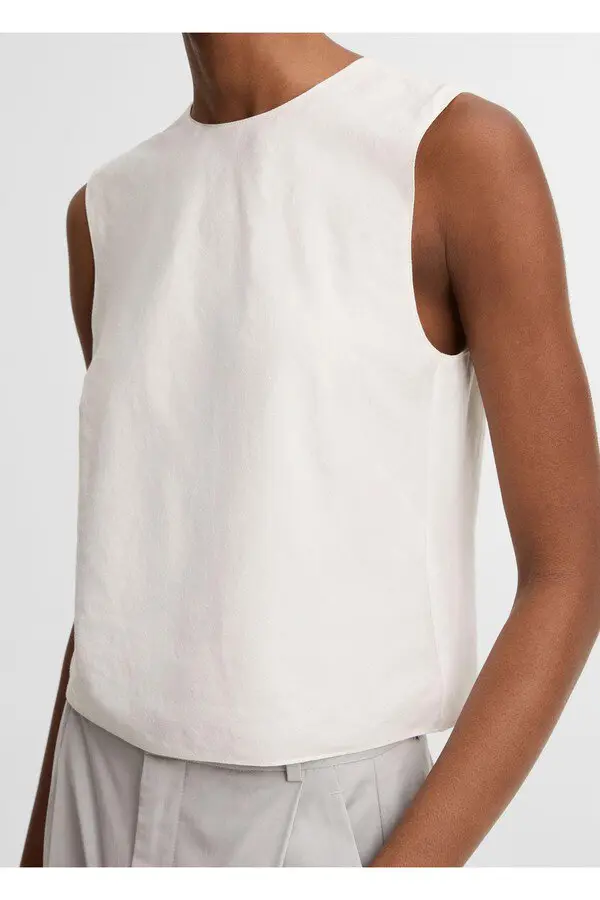 Vince Linen Crew Neck Shell - White