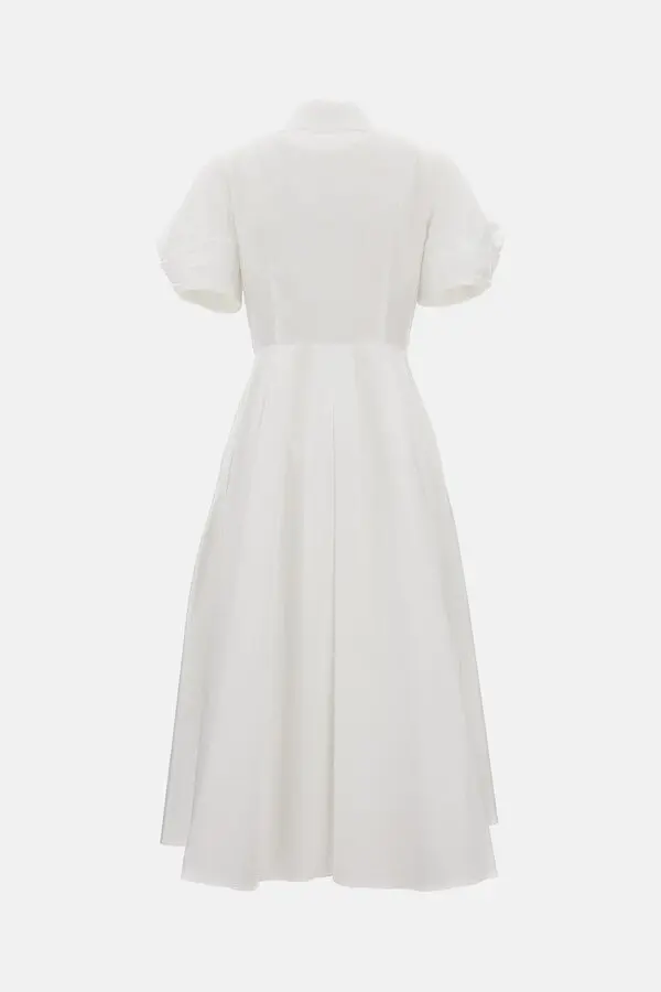 Erdem Cotton Midi Dress With Appliqués - Bianco