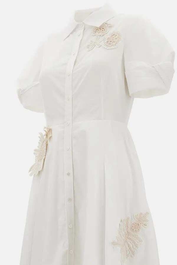 Erdem Cotton Midi Dress With Appliqués
