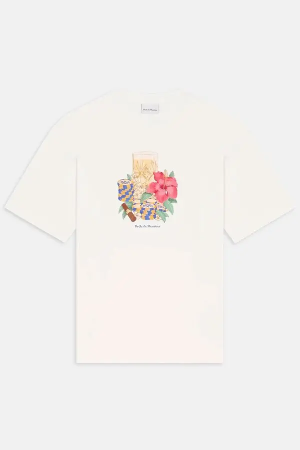 Drole De Monsieur Hibiscus Club T-shirt - White