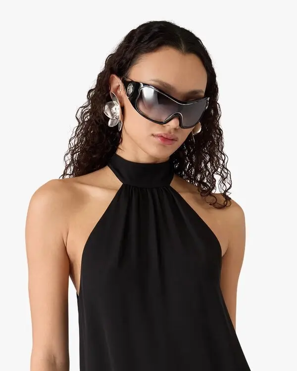 Casablanca Black Outline Shield Sunglasses