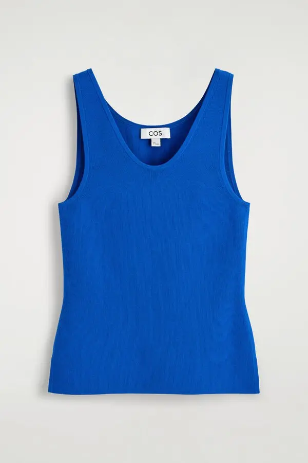 Cos Knitted Scoop-neck Tank Top - Blue