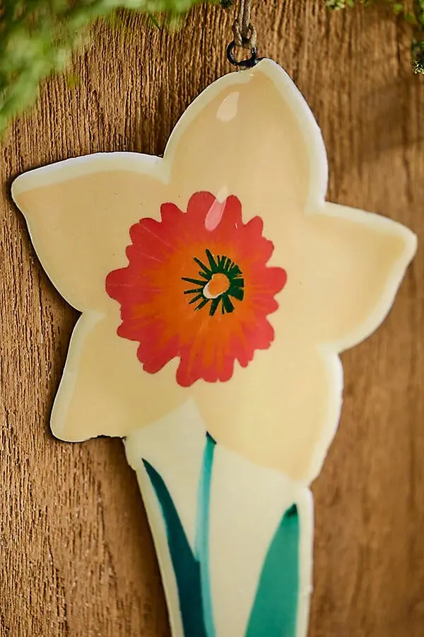 TERRAIN Puffed Enamel Daffodil Ornament