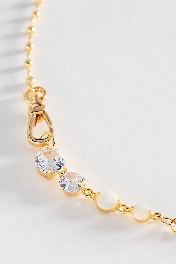 Anthropologie Delicate Crystal Ball Chain Necklace - Clear