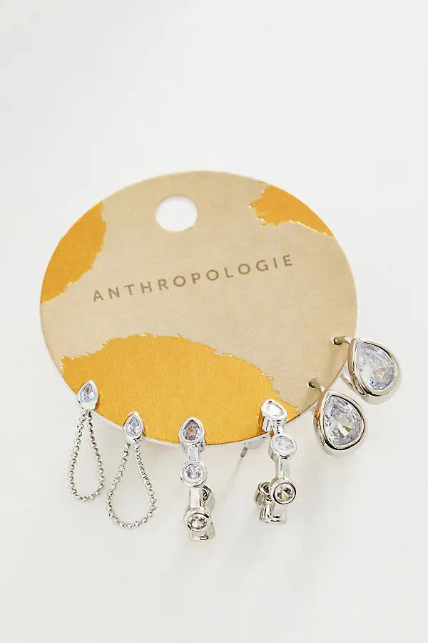 Anthropologie Petit Crystal Earrings Set