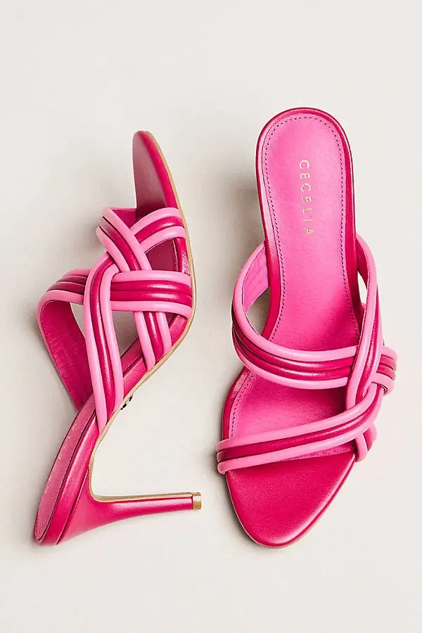 CECILIA NEW YORK Barney Heeled Sandals - Red/pink Combo